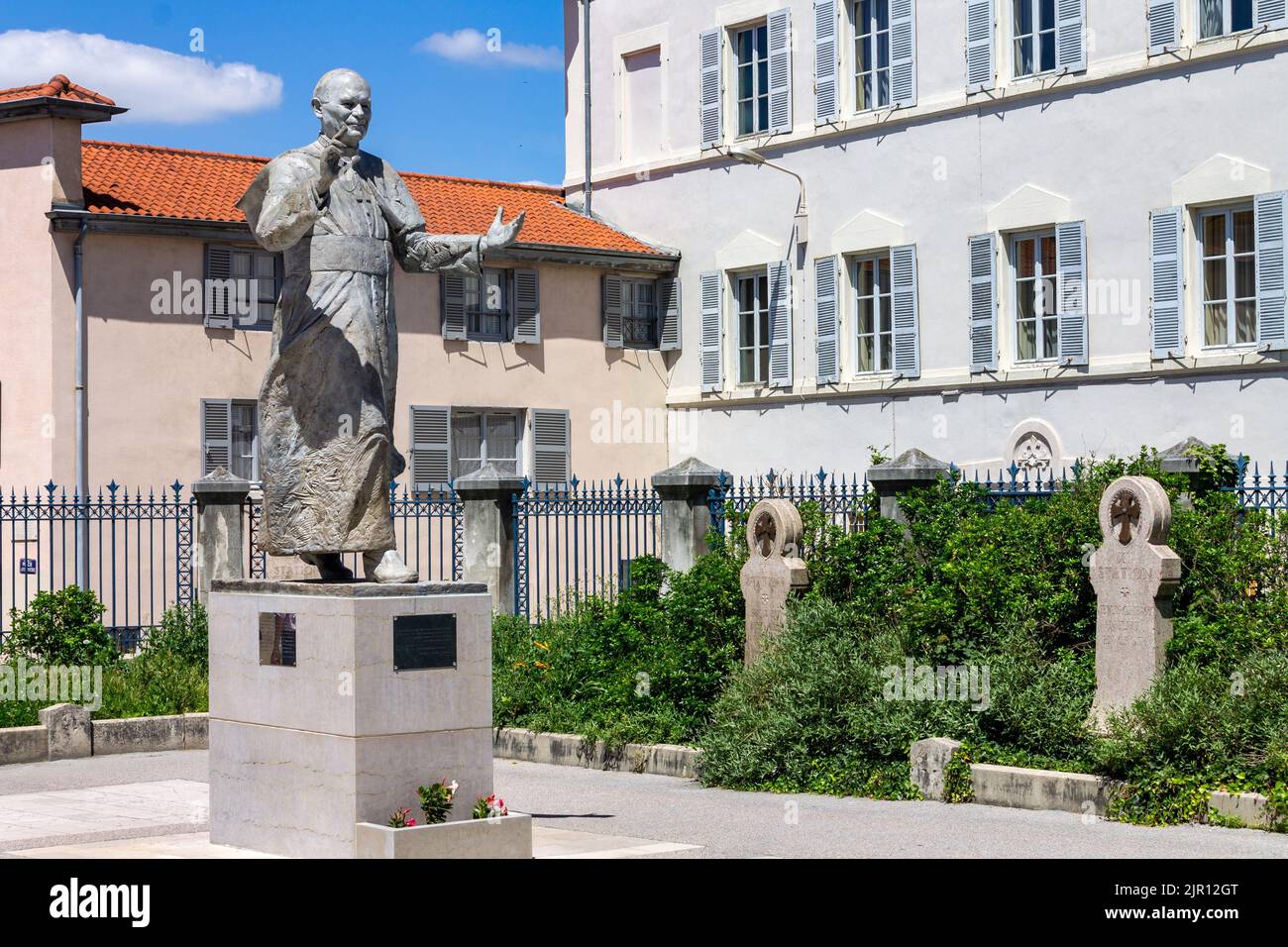 The John Paul II pope statue in Lyon, France at the daytime Stock Photo ...