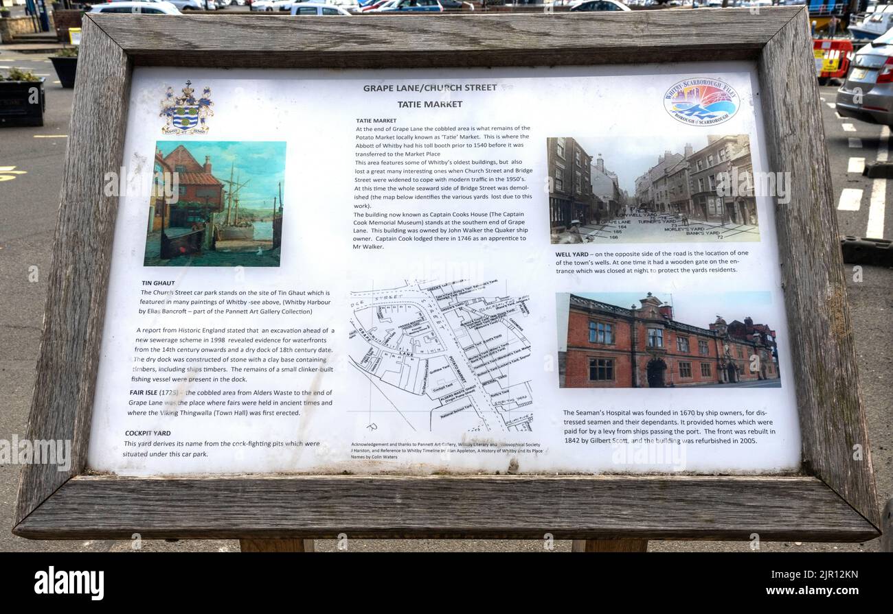 Whitby Tourist information board at Grape Lane and Church Street ...