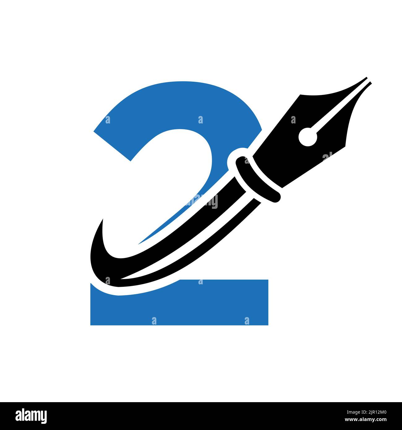 Education Logo on Letter 2 Concept with Pen Nib Vector Template Stock ...