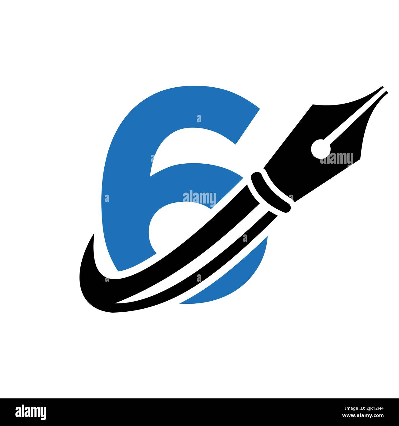 Education Logo on Letter 6 Concept with Pen Nib Vector Template Stock ...