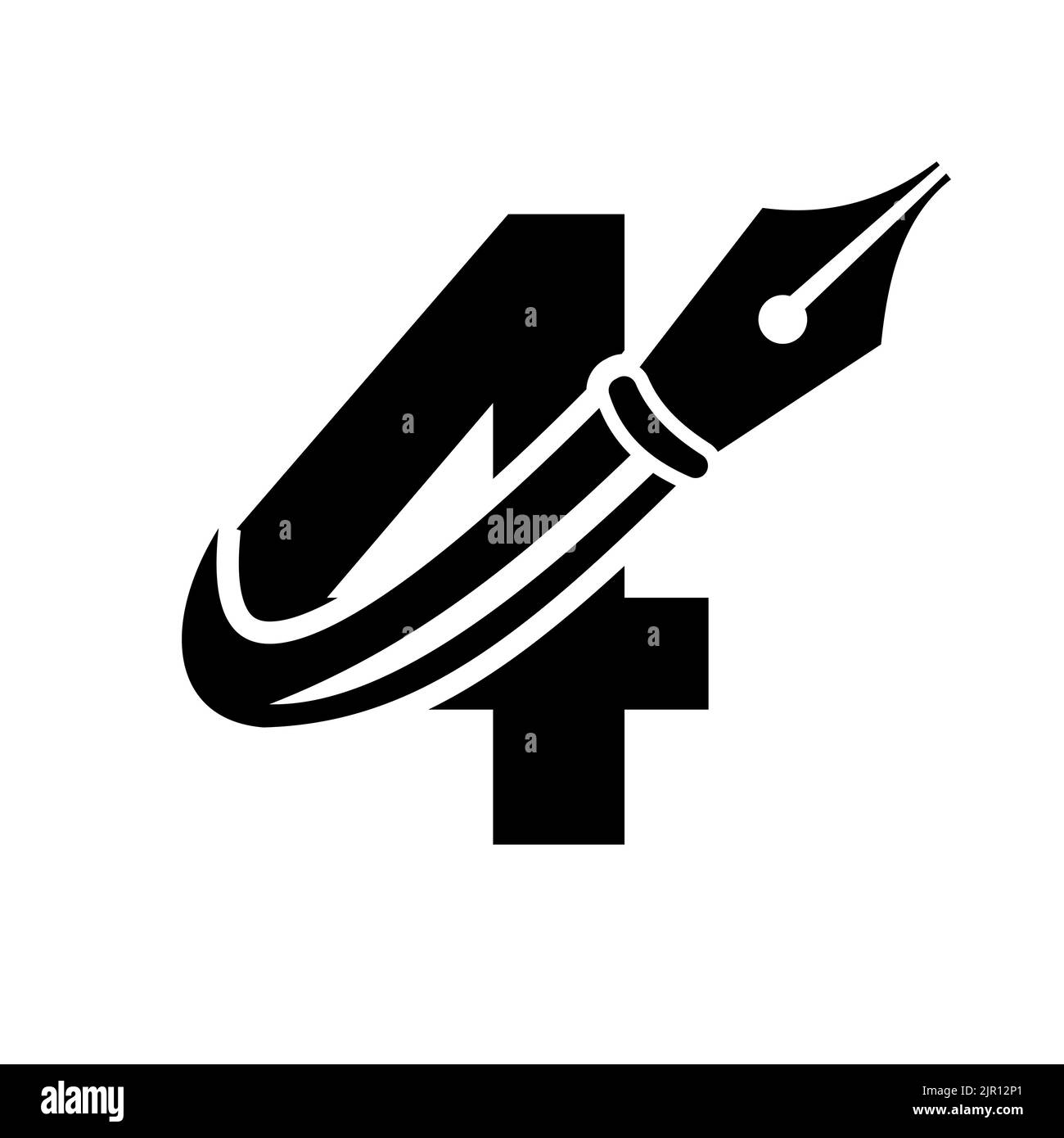 Education Logo on Letter 4 Concept with Pen Nib Vector Template Stock ...