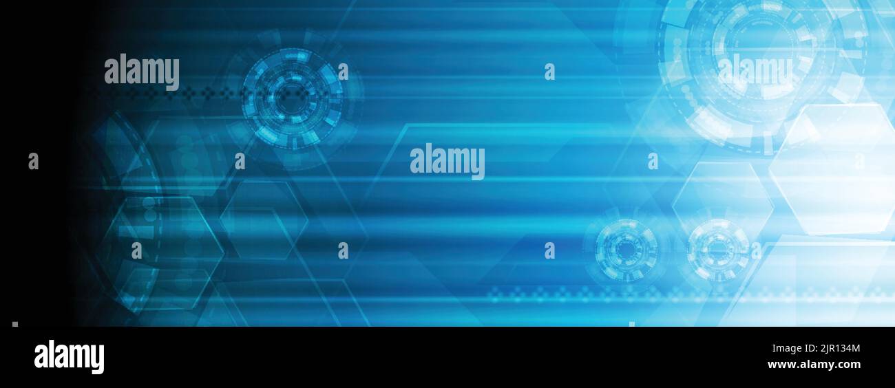 Abstract bright blue shiny technology web header banner. Vector ...