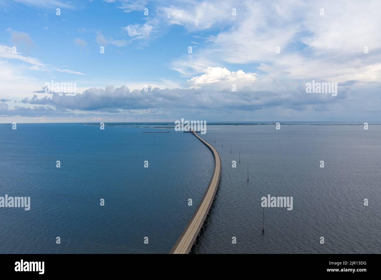 Aerial view of the Dauphin Island bridge on the Alabama Gulf Coast ...