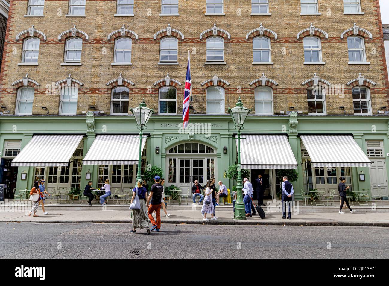 People walking past the entrance to the Charlotte Street Hotel ,on ...