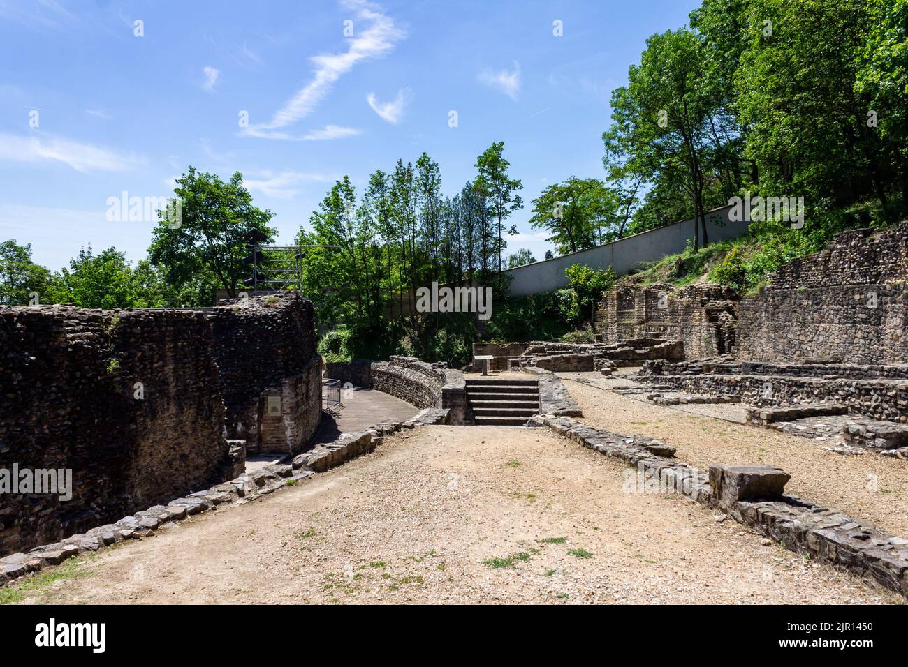 The roman ruins of the Theatre Gallo Romain de Lyon, France Stock Photo ...