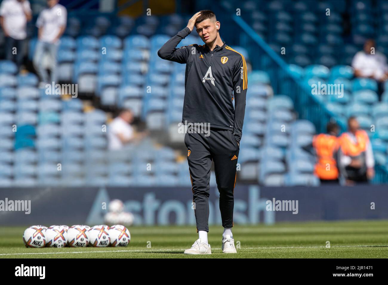 Illan Meslier #1 of Leeds United arrives at Elland Road Stadium ahead ...
