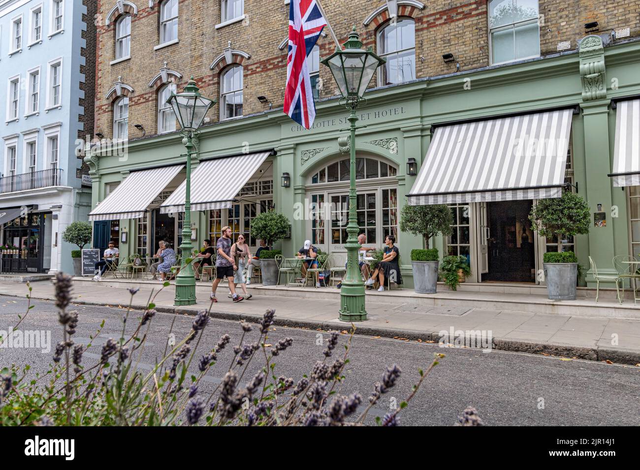 People walking past the entrance to the Charlotte Street Hotel ,on ...