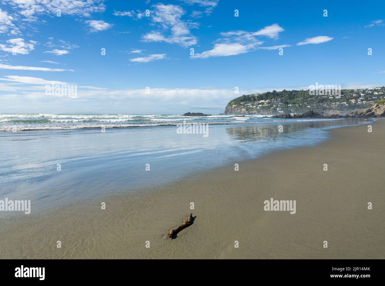 Clifton Beach in winter and hillside suburb of Scarborough Christchurch ...