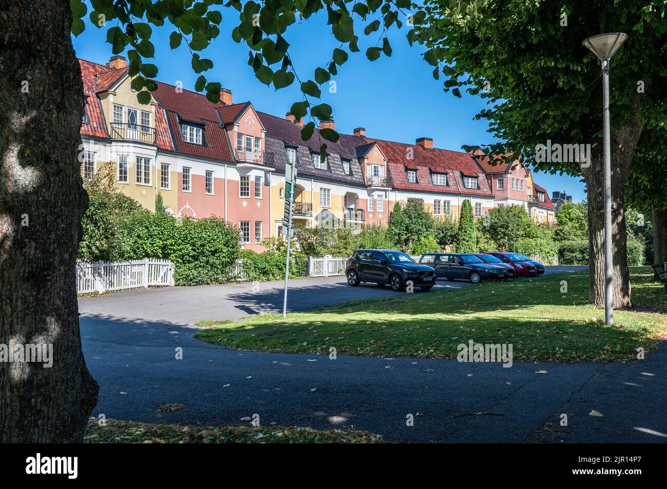 English style row houses during late summer in Norrköping. Norrkoping ...