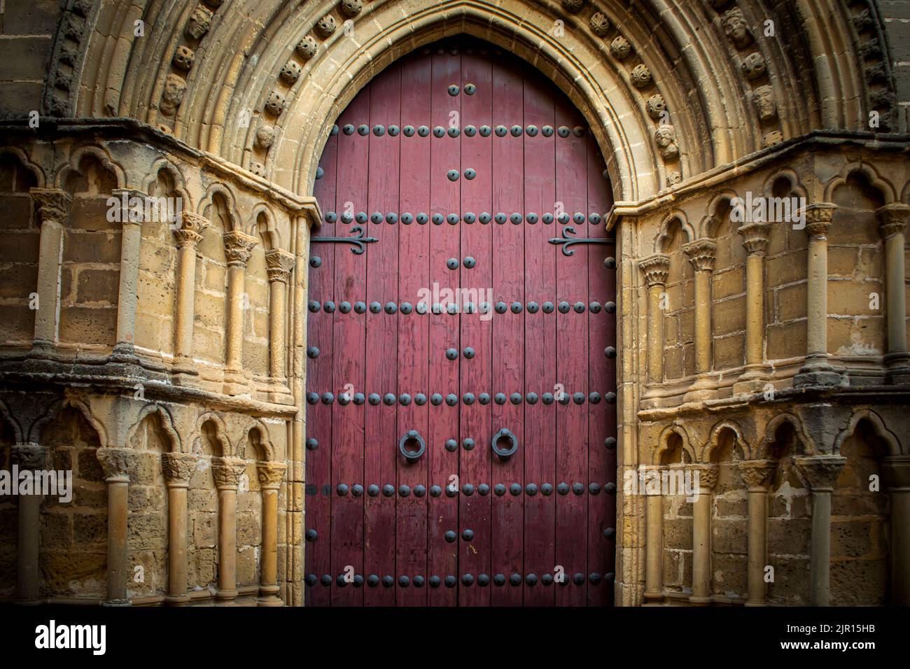 Facade of the Church of San Pablo in the Romanesque style of beda, Jan ...