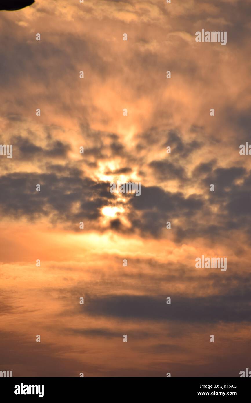 The red morning sky with clouds Stock Photo - Alamy