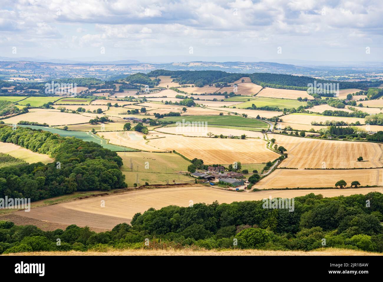 Dry English countryside during summer 2022 drought, near Malvern Hills ...