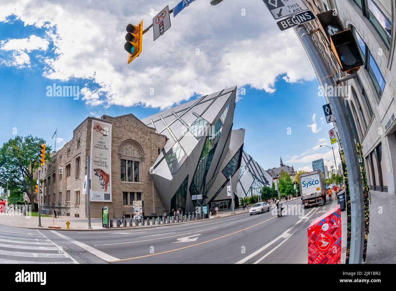 Building exterior architecture of the Royal Ontario Museum or ROM ...