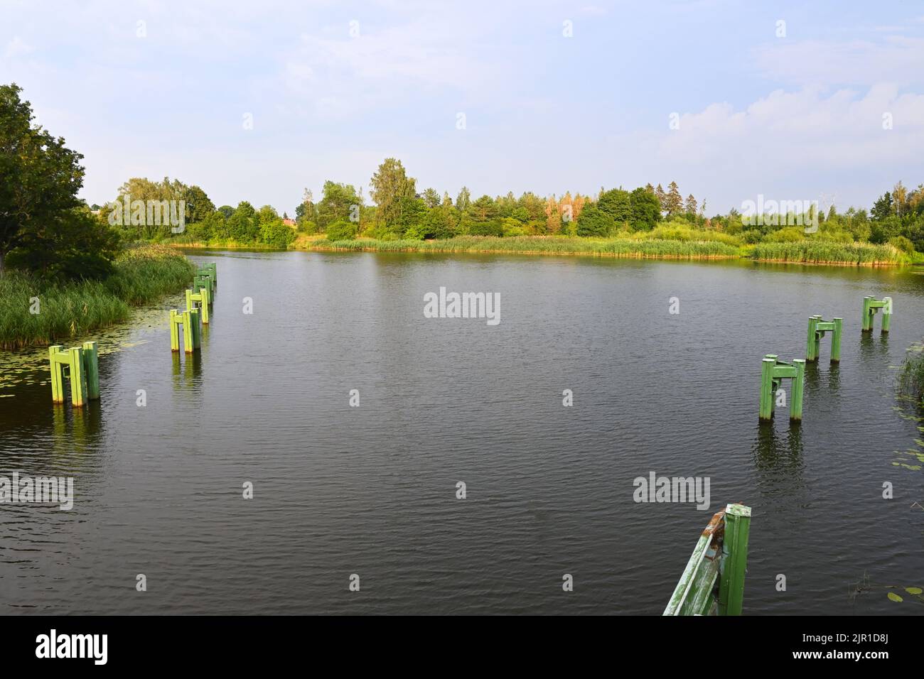 Szkarpawa River in summer. View from The Gdanska Glowa Watergate in ...