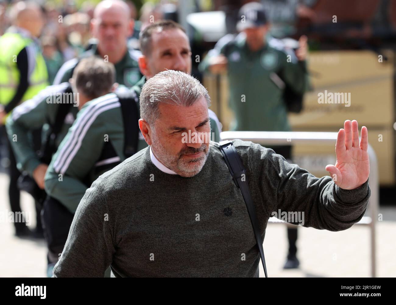 Celtic manager Ange Postecoglou arriving before the cinch Premiership ...