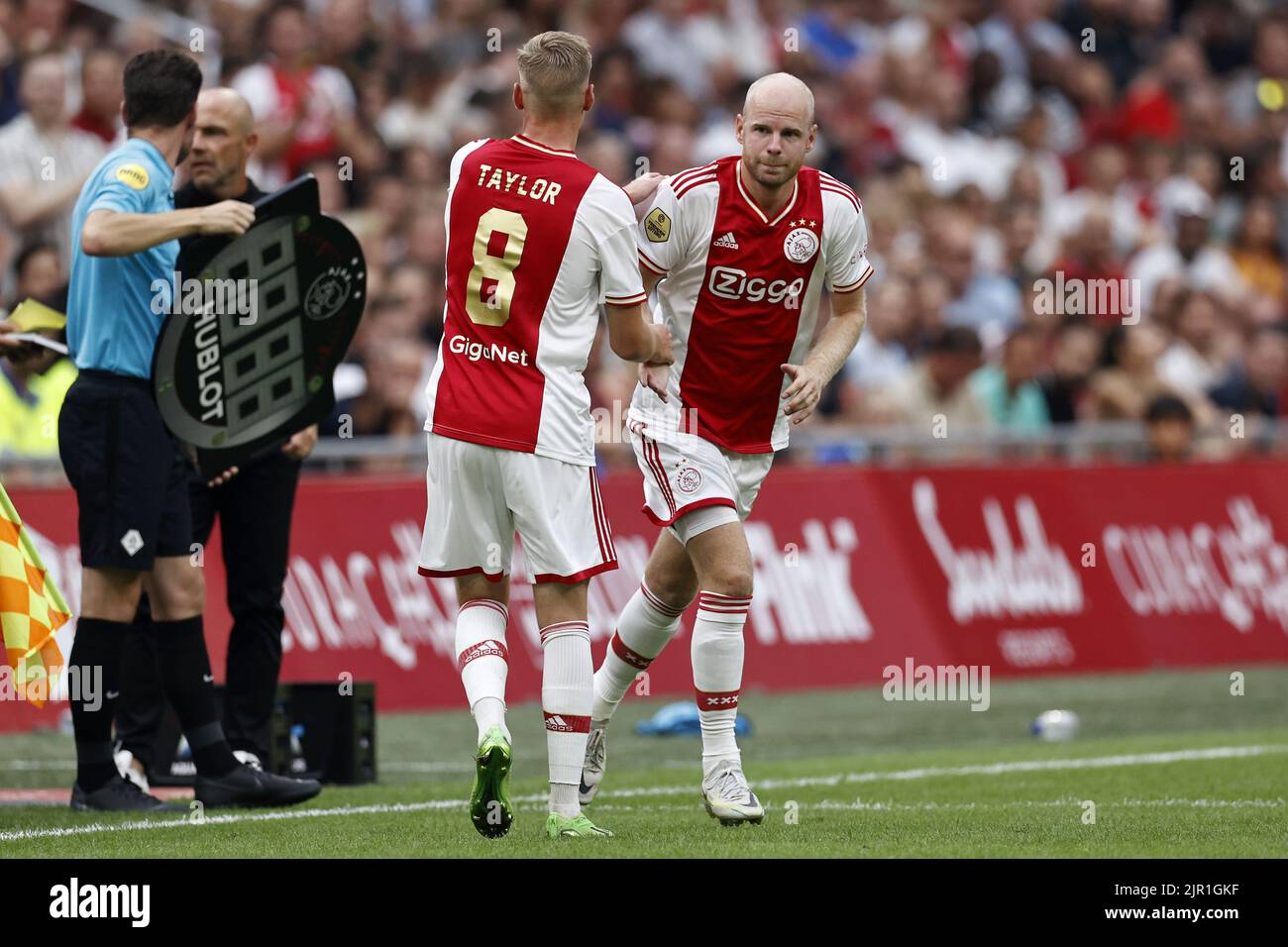 AMSTERDAM - (lr) Kenneth Taylor of Ajax, Davy Klaassen or Ajax during the Dutch Eredivisie match ...