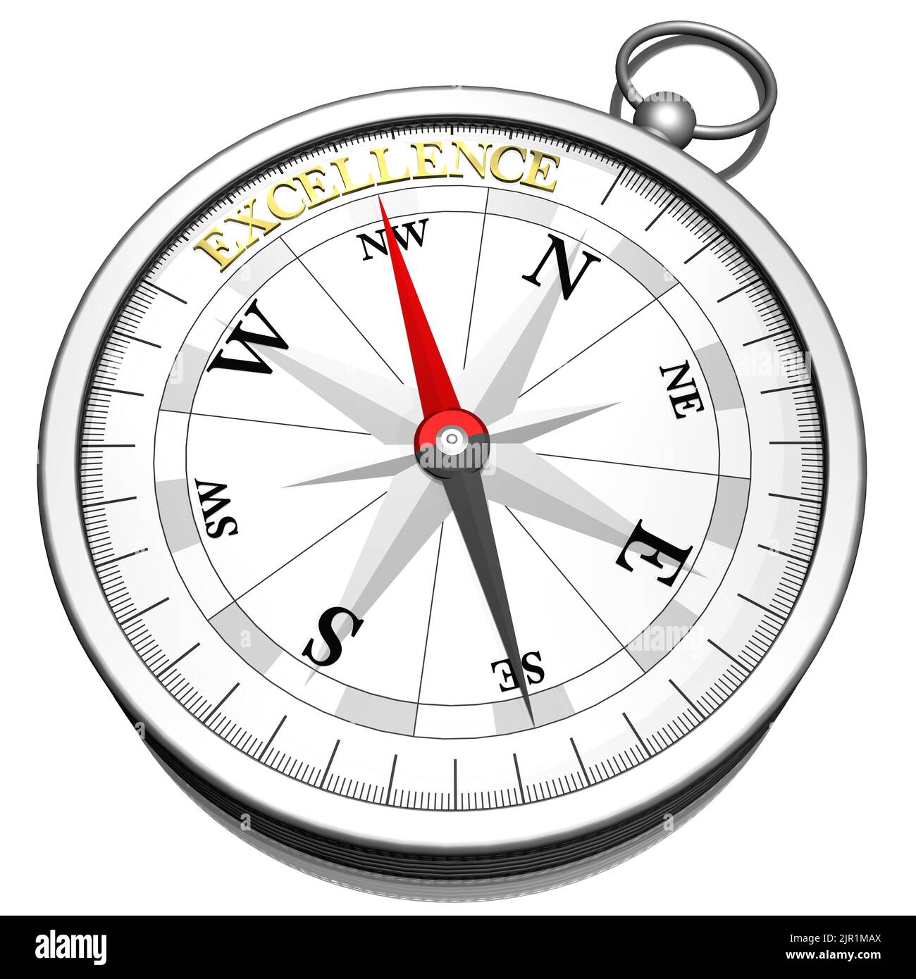 3D illustration. Compass isolated on white background with excellence ...