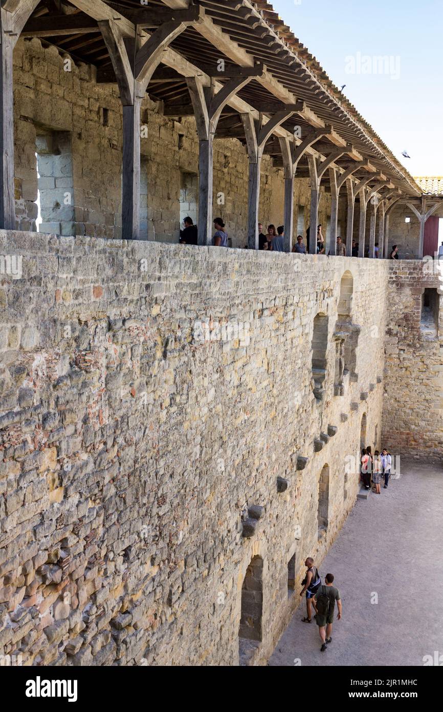 The Chateau Comtal castle inside Carcassonne medieval fortified city in ...