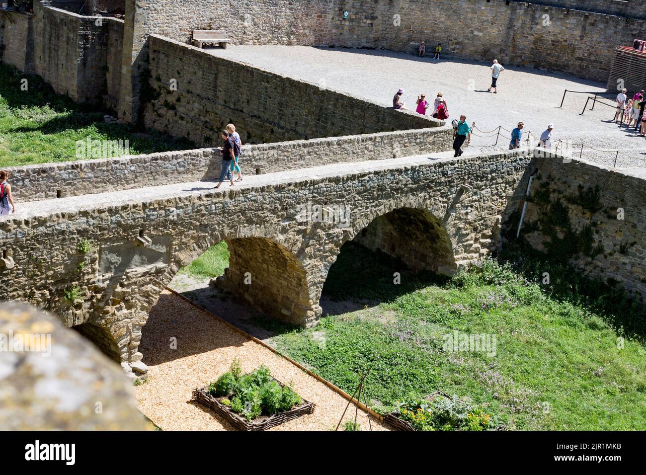 The Chateau Comtal castle inside Carcassonne medieval fortified city in ...
