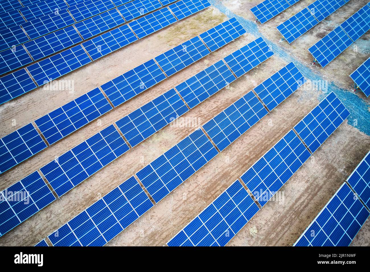 Aerial view of solar panel farm Stock Photo - Alamy