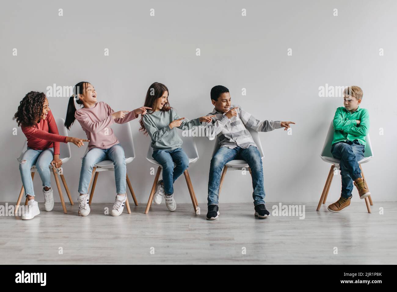 Kids Laughing And Pointing Diverse Children Laughing Illustrations