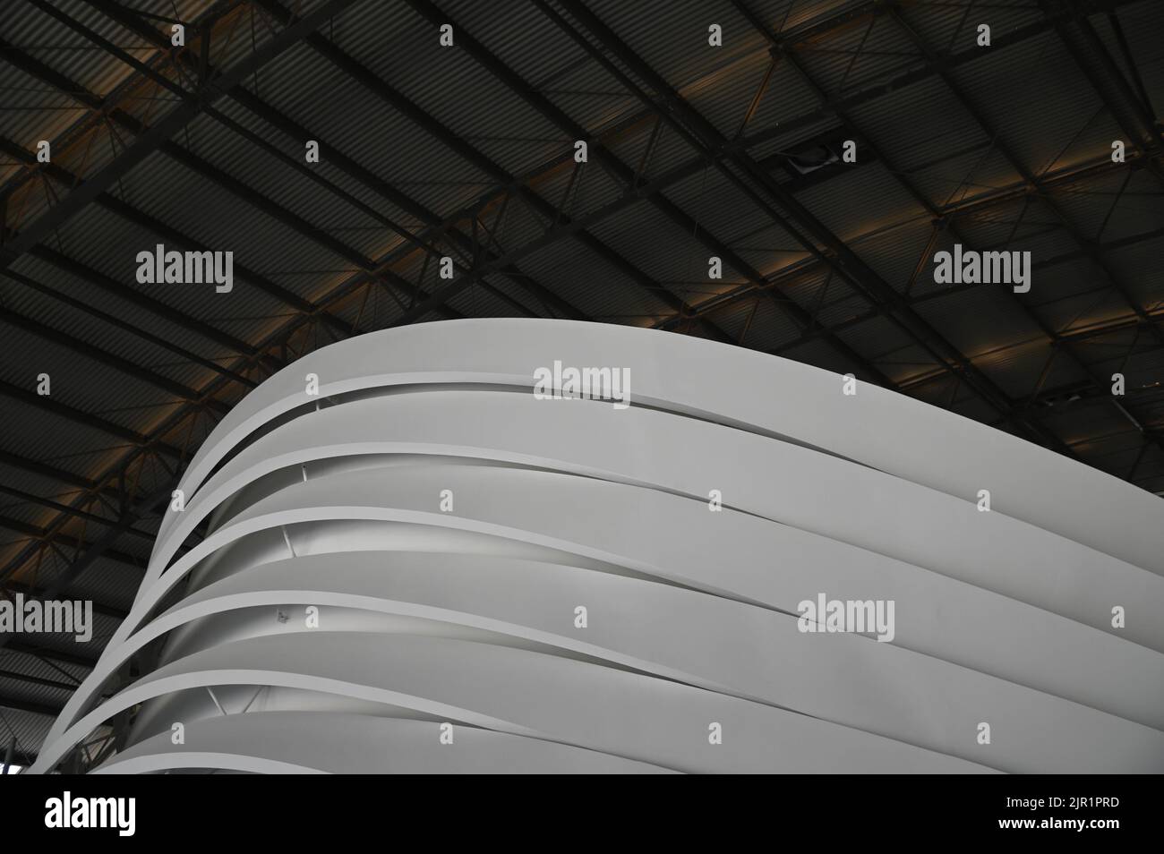 White futuristic side panels made with recycled materials at Ellinikon ...