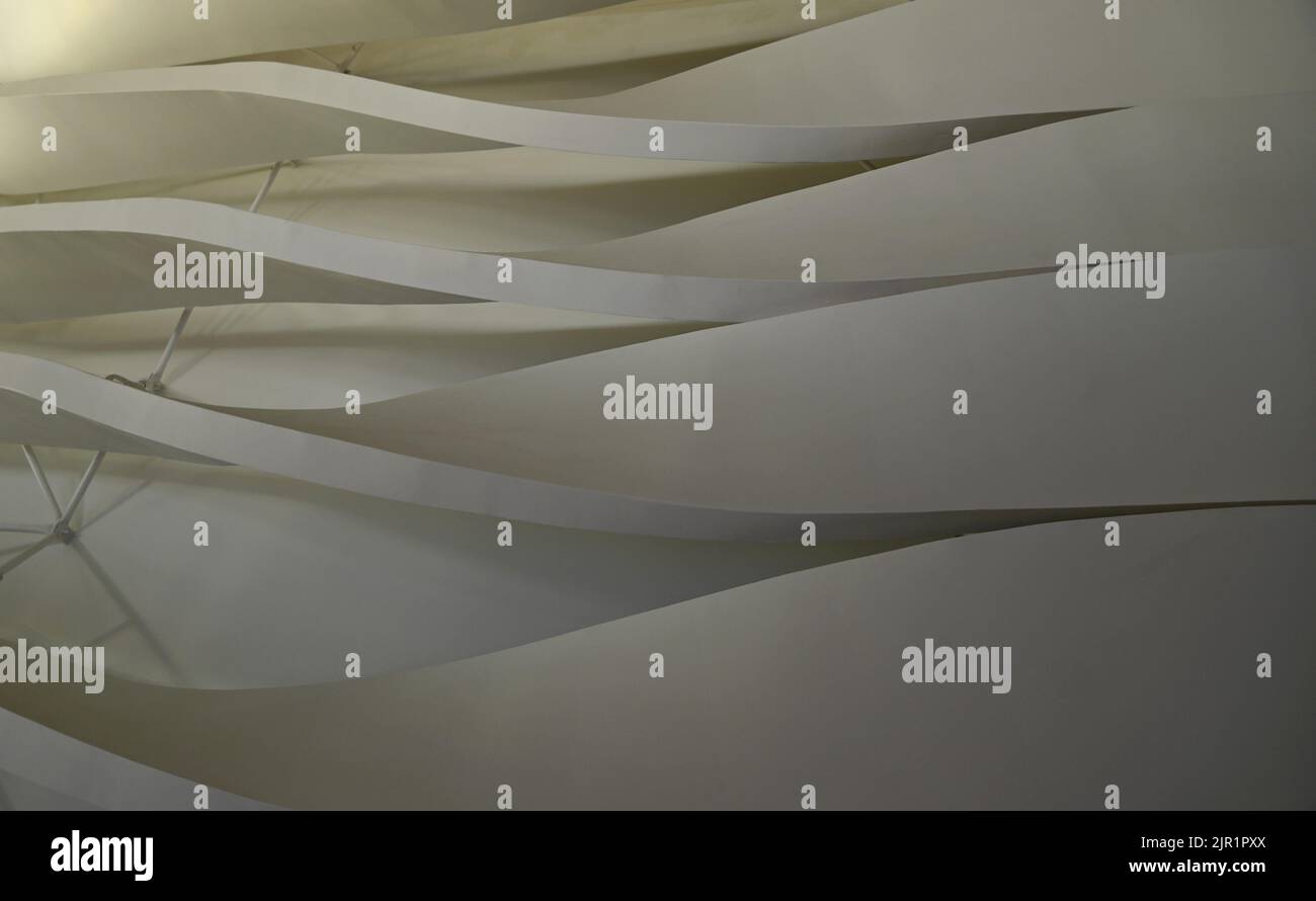 White futuristic side panels made with recycled materials at Ellinikon ...