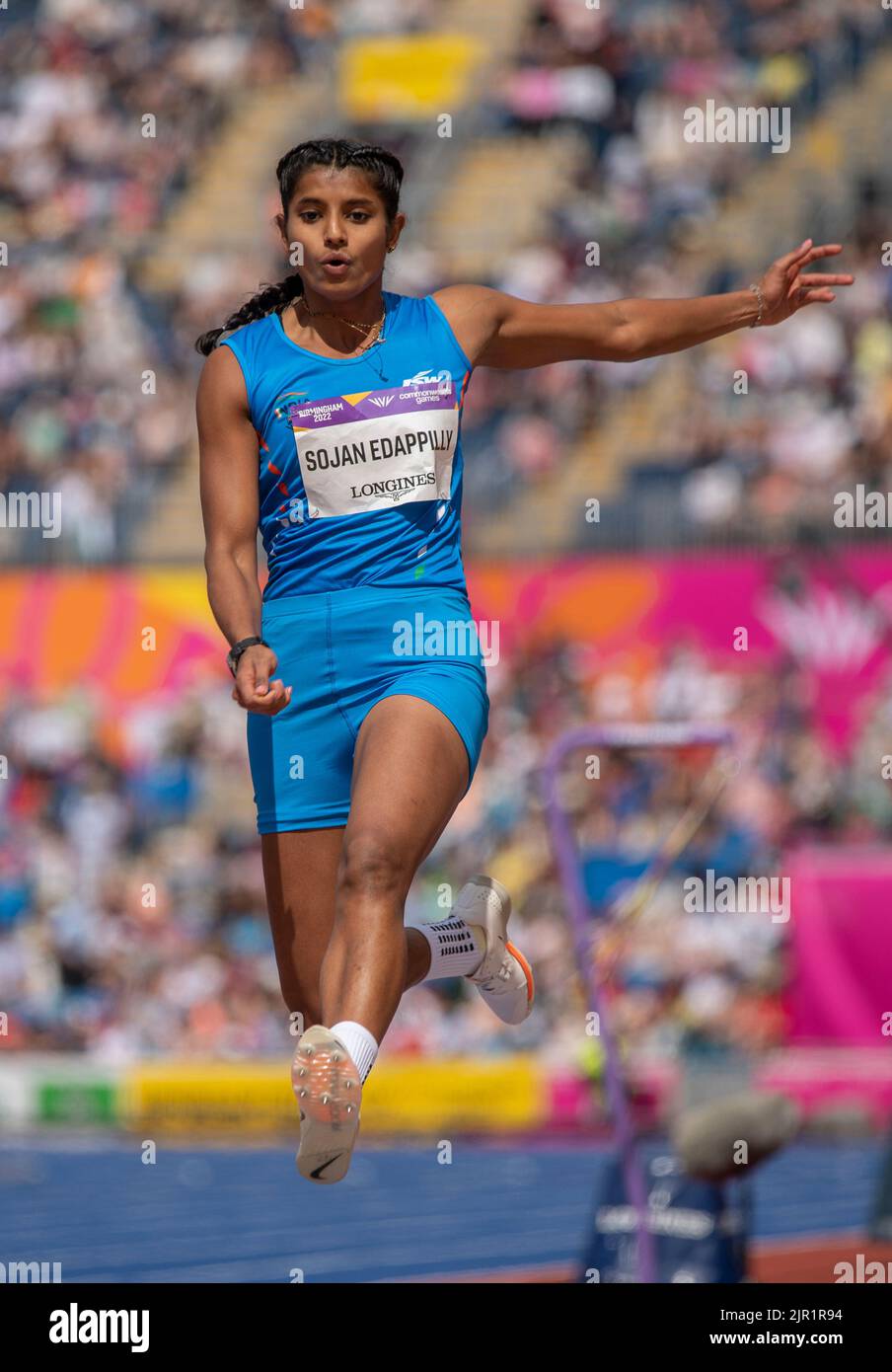 Ancy Sojan Edappilly of India competing in the women’s long jump at the ...