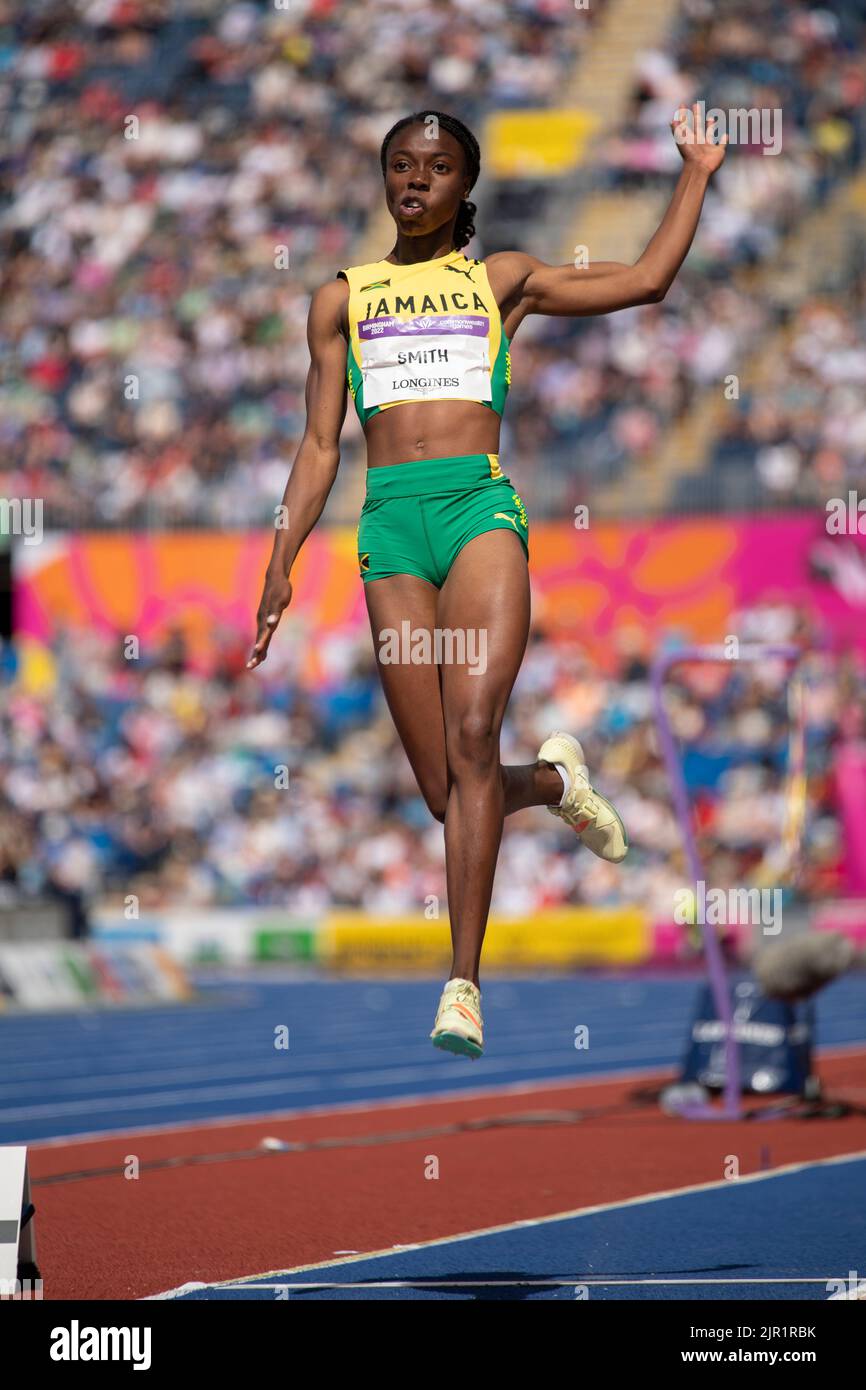 Ackelia Smith of Jamaica competing in the women’s long jump at the ...