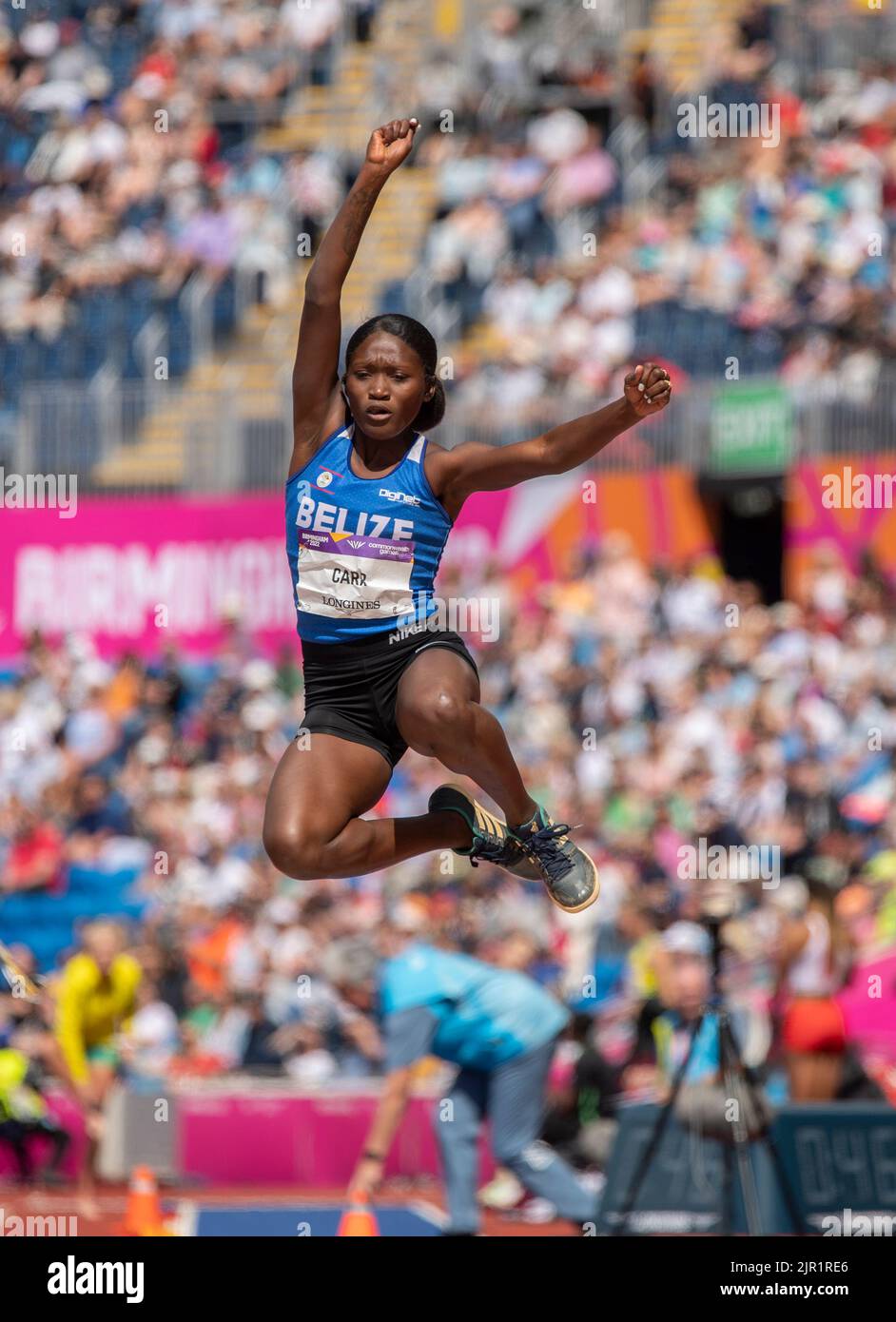 Ashantie Carr of Belize competing in the women’s long jump at the ...
