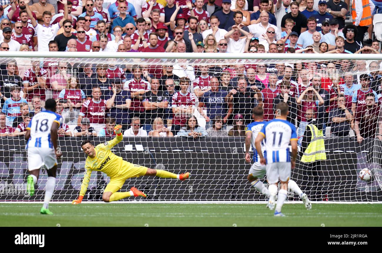 West Ham United goalkeeper Lukasz Fabianski fails to save Brighton and ...