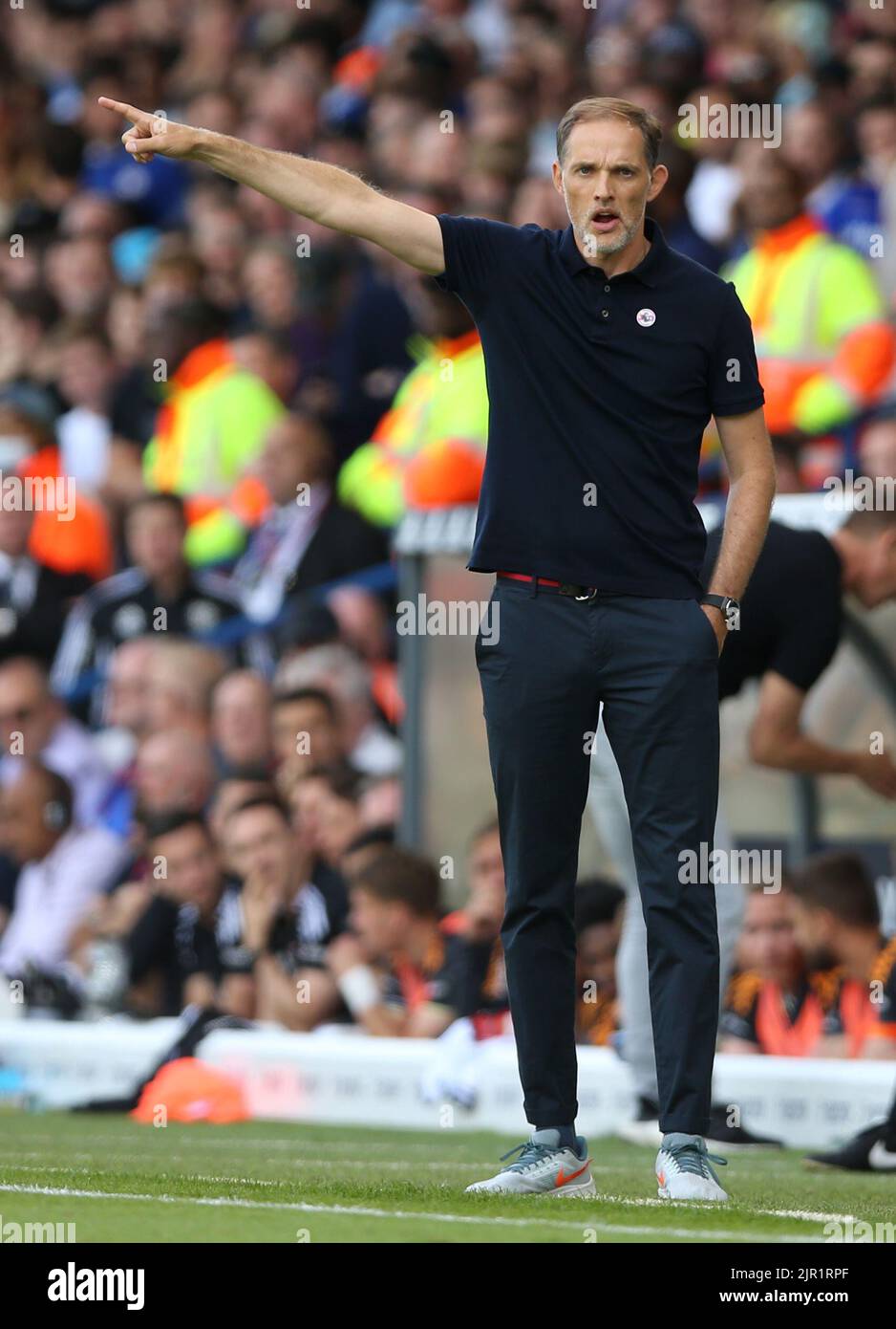 Chelsea manager Thomas Tuchel gestures on the touchline during the ...