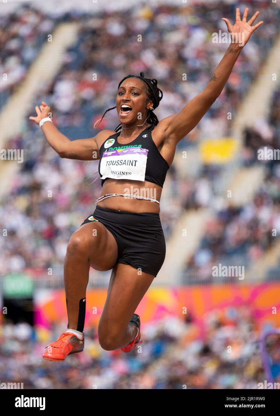 Mariah Toussaint of Dominica competing in the women’s long jump at the ...