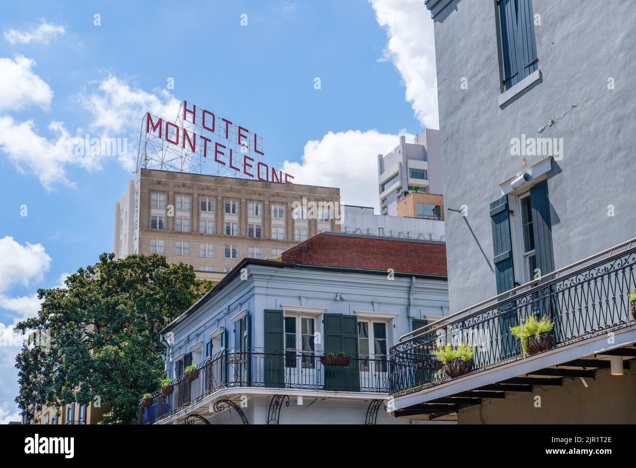 NEW ORLEANS, LA, USA - AUGUST 20, 2022: Skyward view of the rooftop ...