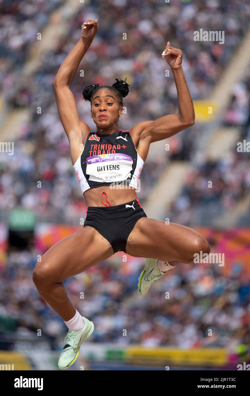 Tyra Gittens of Trinidad and Tobago competing in the women’s long jump at the Commonwealth Games ...