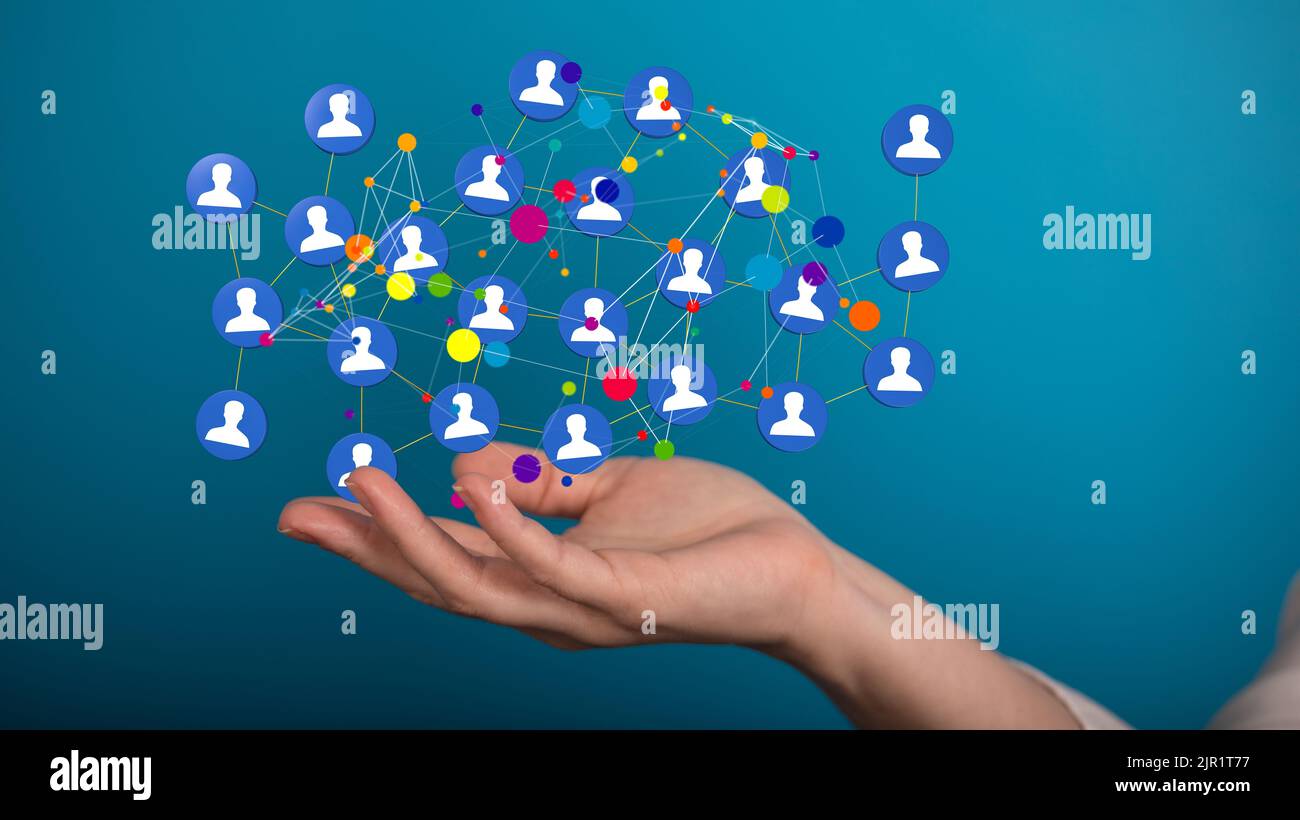 A hand touching global network and data customer connection Stock Photo ...