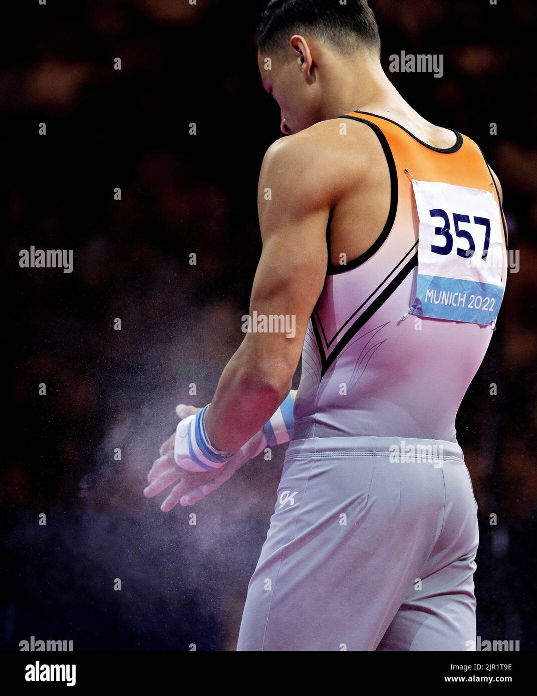 MUNICH - Loran de Munck in action during the vault final on the ...