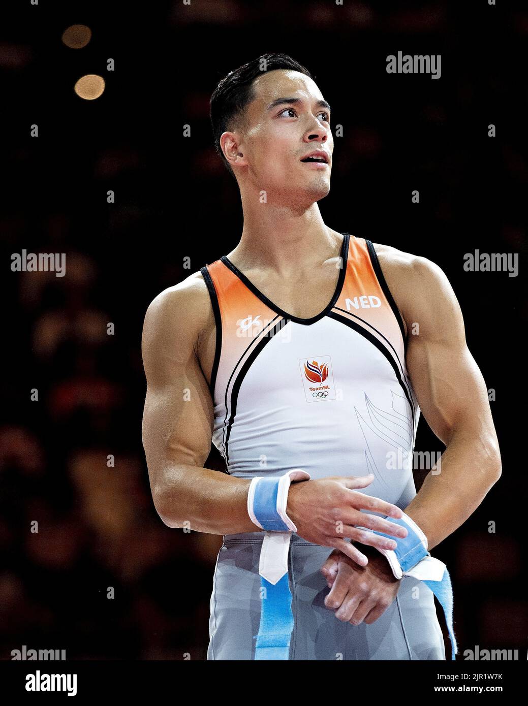 MUNICH - Loran de Munck in action during the vault final on the ...