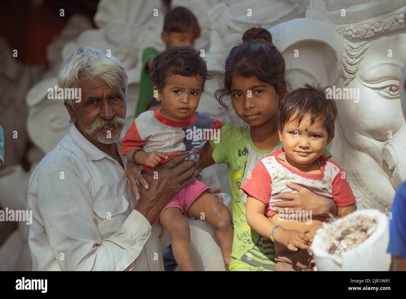 Pileru, India - July 28,2022:Family picture of indian street artisans ...