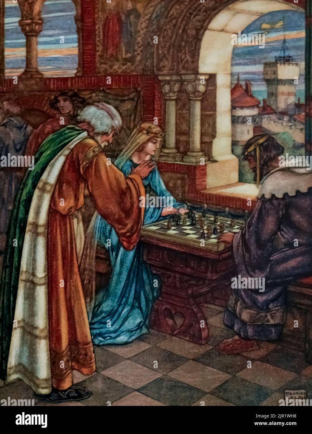 King Mark and Iseult the Fair were seated at chess from the book ' The ...