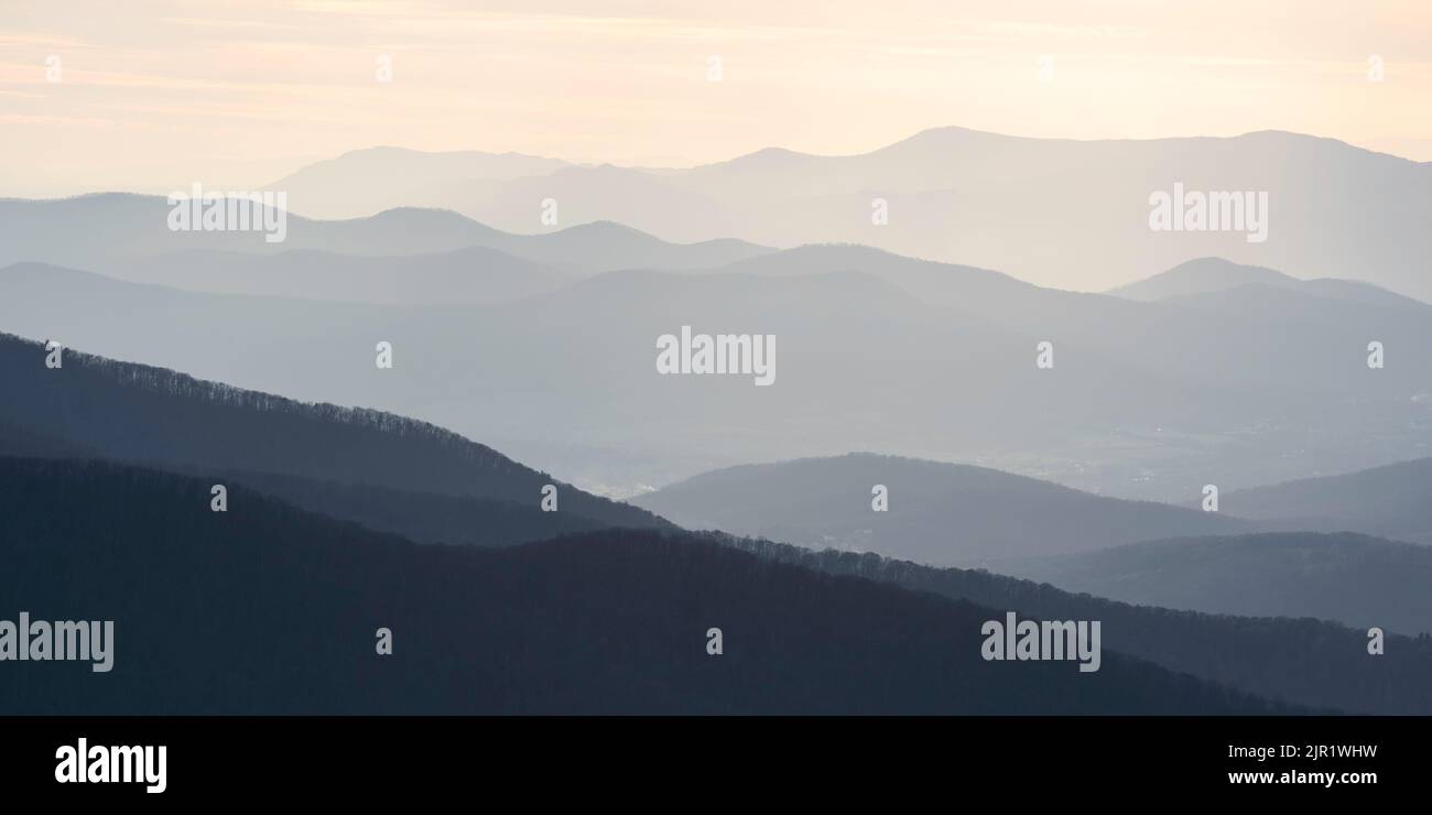 Classic view of the many layers of the the Appalachian Blue Ridge ...