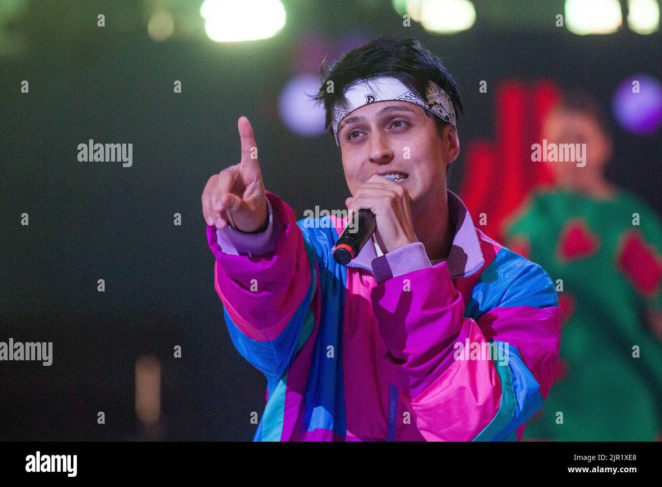 Moscow, Russia. 20th of August, 2022. Singer Khabib Sharipov performs ...