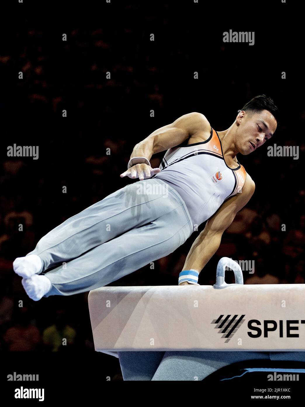 MUNICH - Loran de Munck in action during the vault final on the ...