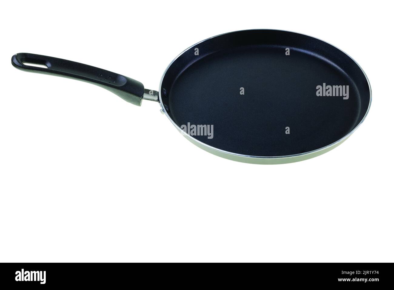 Close up view of pan for making pancakes or crepes on white background ...