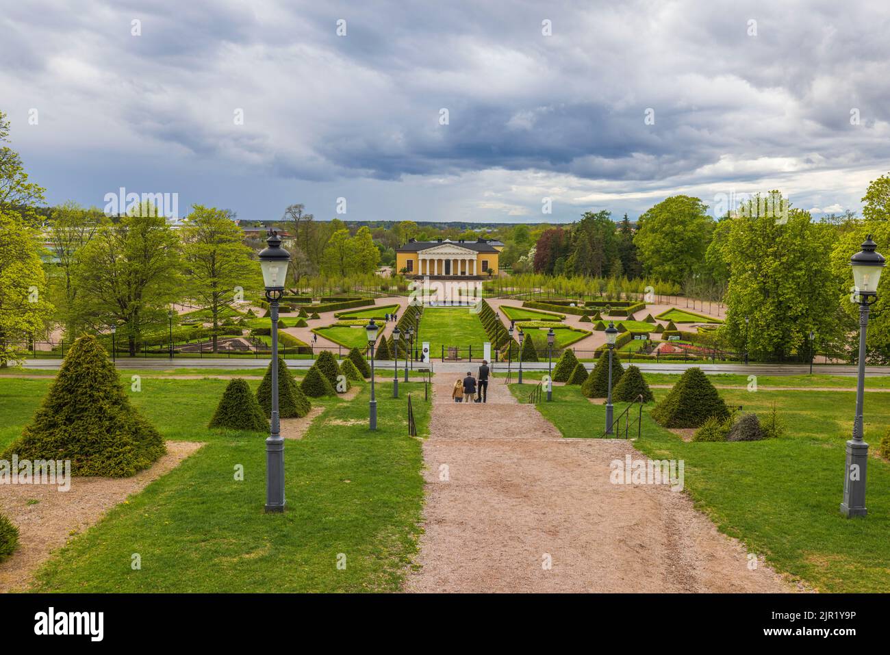 Beautiful landscape view of outdoor Botanical garden on cloudy sky ...