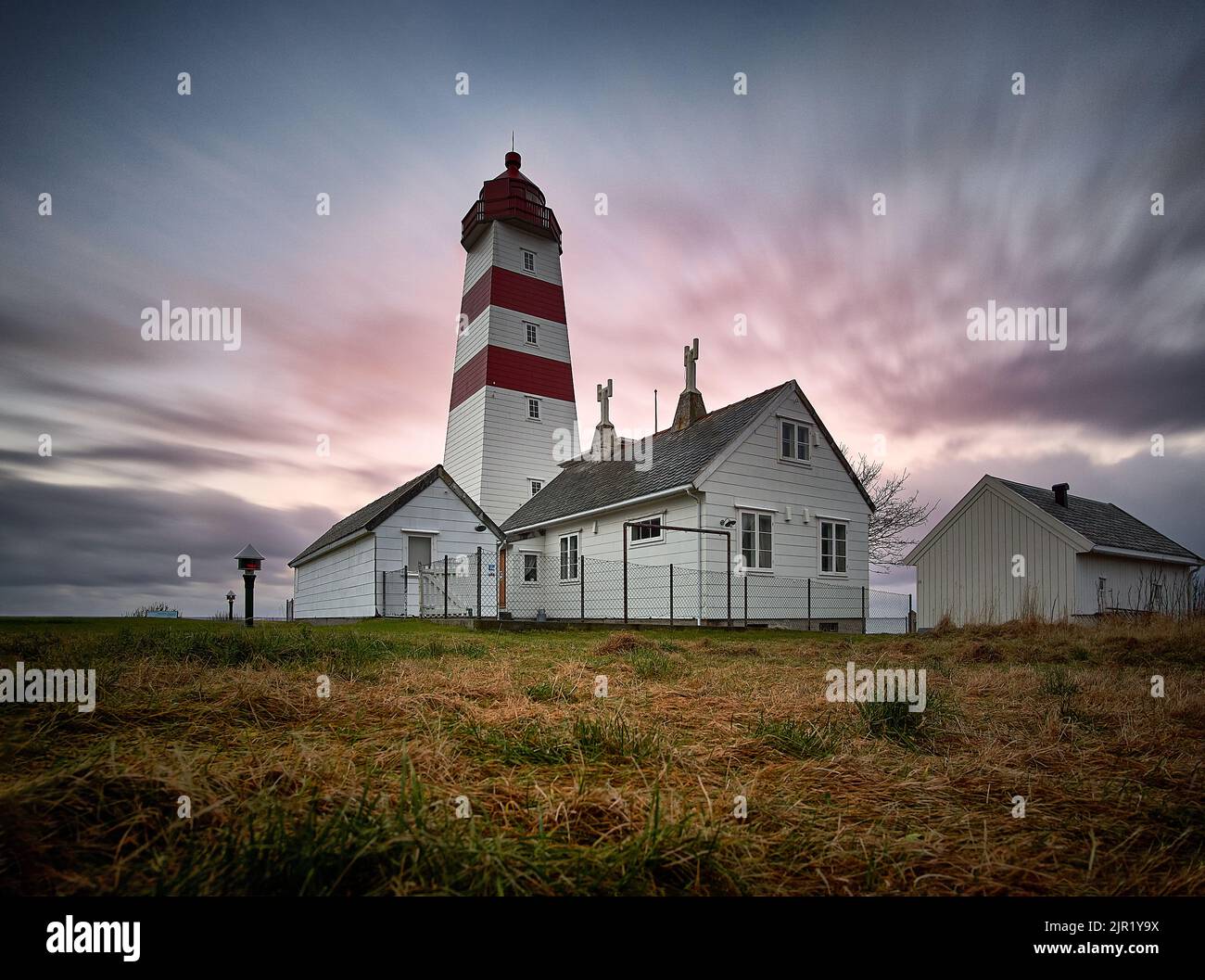 The lighthouse of Alnes on Godøy, Sunnmøre, Møre og Romsdal, Norway ...