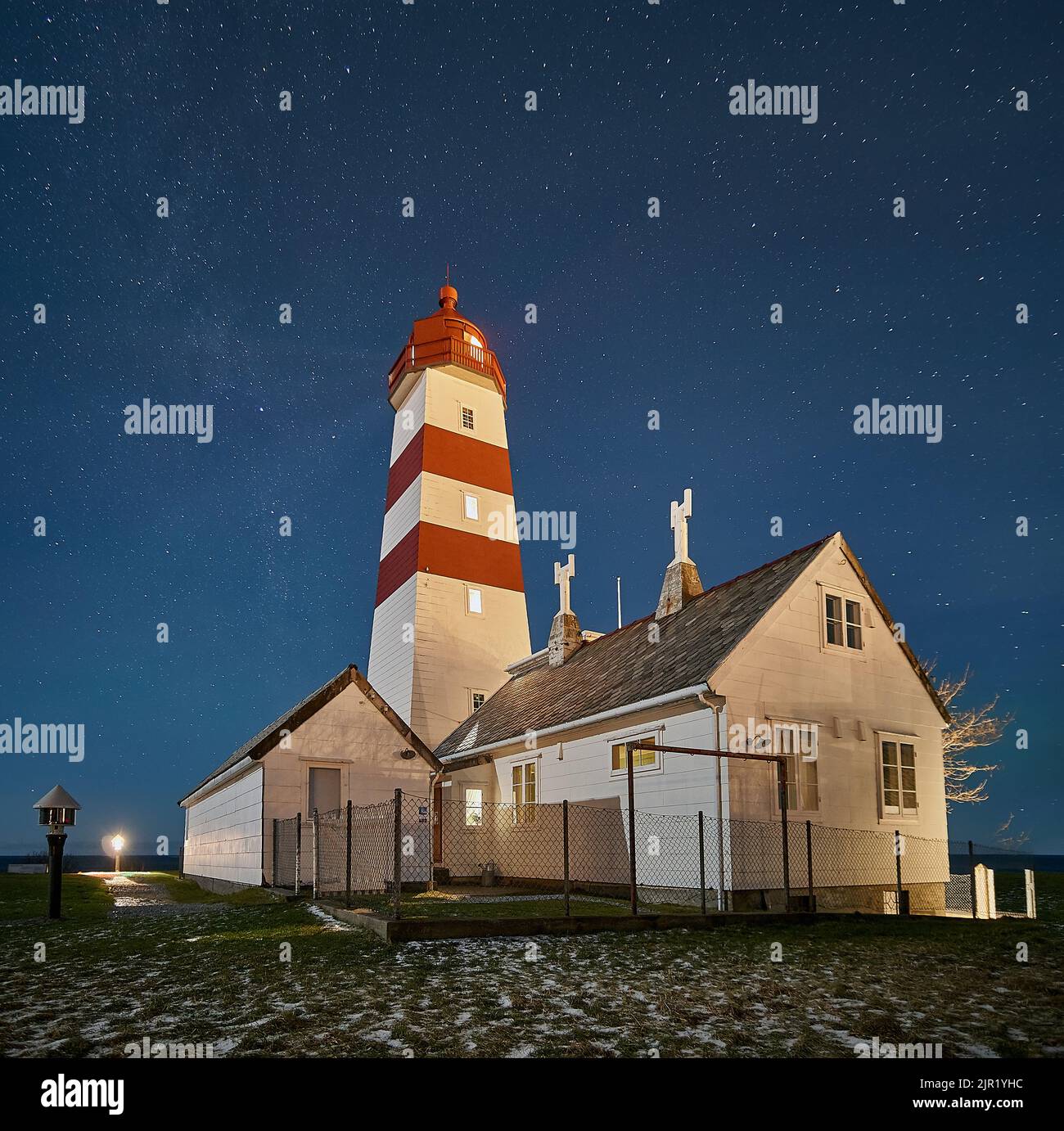 The lighthouse of Alnes on Godøy, Sunnmøre, Møre og Romsdal, Norway ...