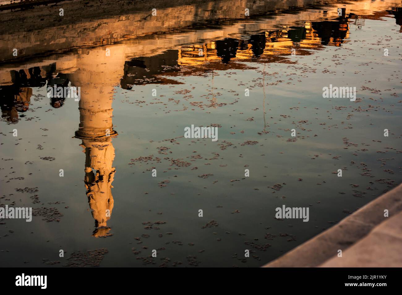 A beautiful water reflection of a historical monument in a typical ...