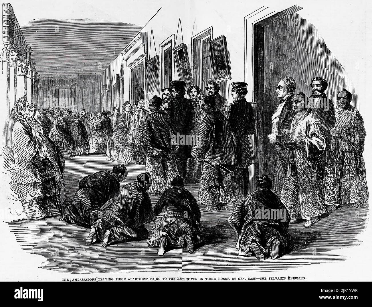 The ambassadors leaving their apartment to go to the ball given in ...