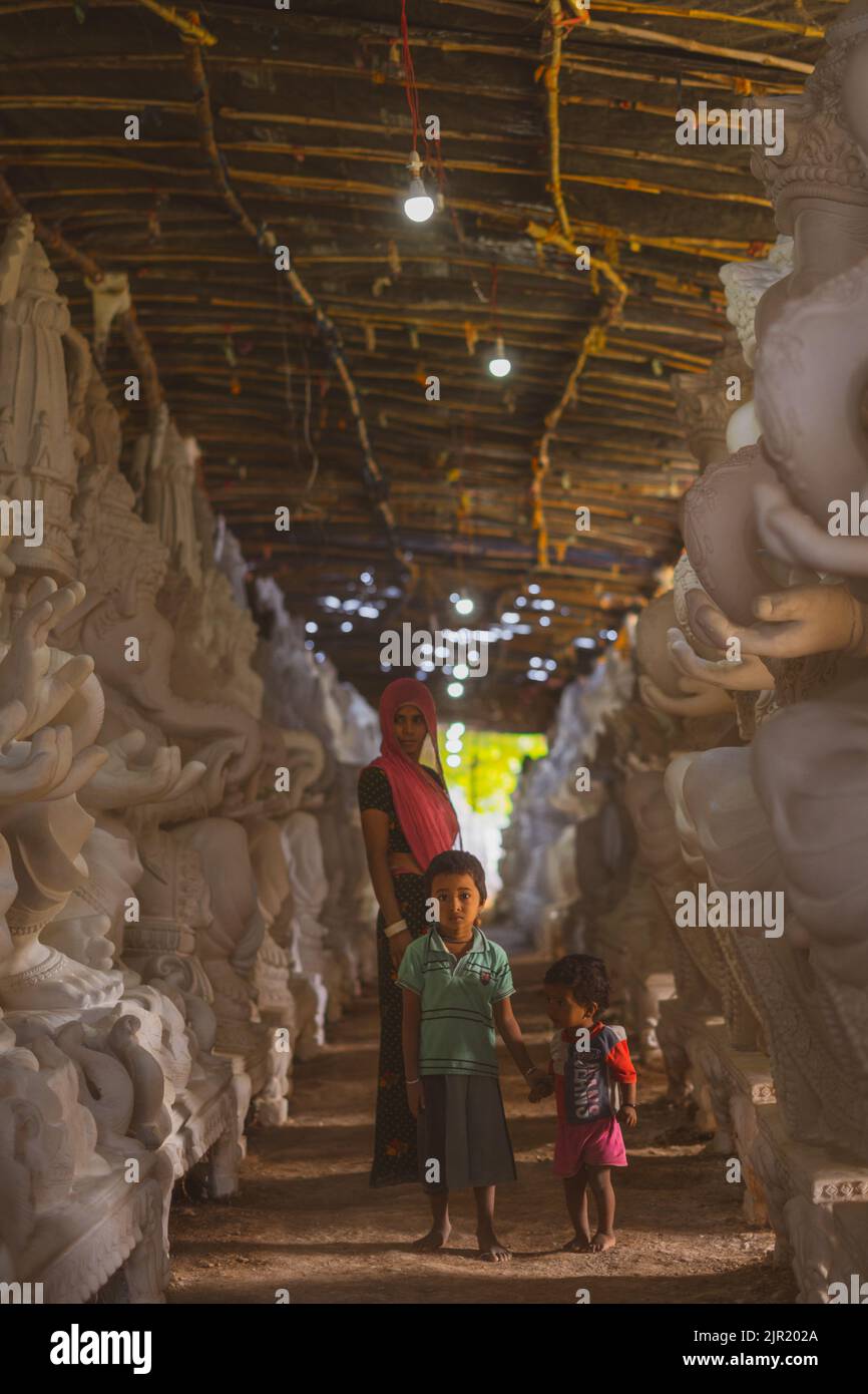 Pileru, India - July 28,2022:Beautiful picture of indian family with ...